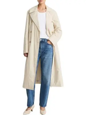 Vince Insulated Long Cotton Coat - White Tea