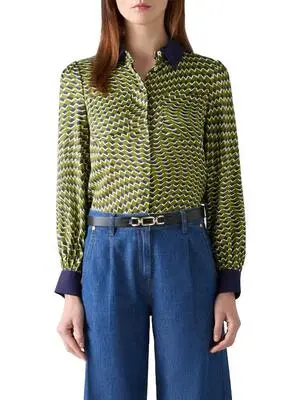 LK BENNETT Henri Printed Shirt - Green Multi