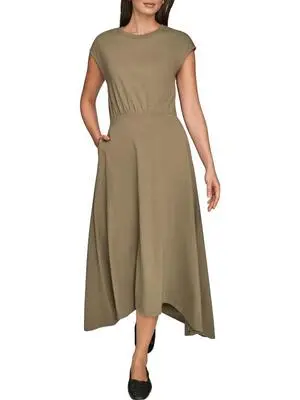 Donna Karan New York Cap Sleeve Maxi Dress - Khaki Green