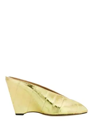 FERRAGAMO 90mm Wedge Mules - Gold