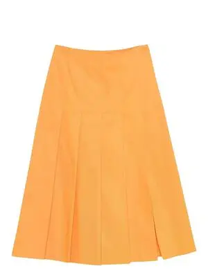 DRHOPE Pleated Slit Skirt - Orange