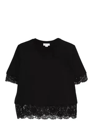 Alexander McQueen Lace-trimmed Short-sleeve T-shirt - Black