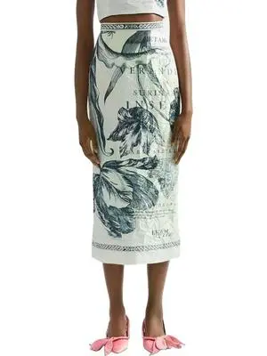 ERDEM Floral-Print Midi Skirt
