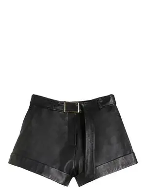Sportmax Belted Leather Shorts - Black