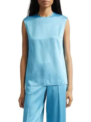 Stella McCartney Sleeveless Crepe Back Satin Top - Steel Blue