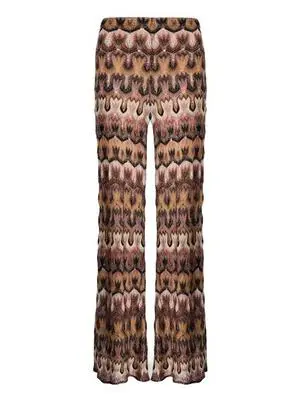 Missoni Viscose Lamé Arabesque Motif Palazzo Pants - Tan