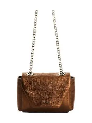 VELEZ Leather Crossbody Bag With Chain Strap - Bronze