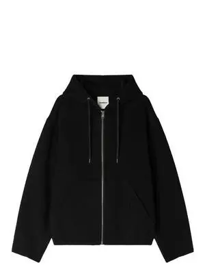 Sandro Hooded Zip-up Wool Jacket - Black
