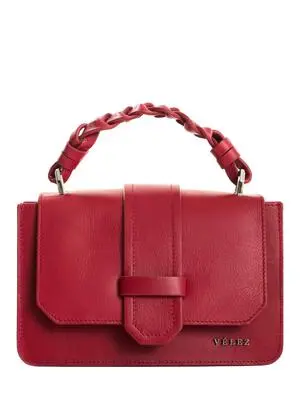 VELEZ Leather Crossbody Bag With Woven Top Handle - Red