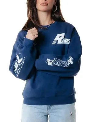 COLOURFUL REBEL Logos Relaxed Fit Sweatshirt - Deep Cobalt