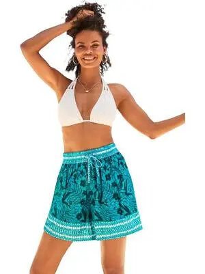 SWIMSUITS FOR ALL Tie-front Cover Up Shorts - Mediterranean Coast
