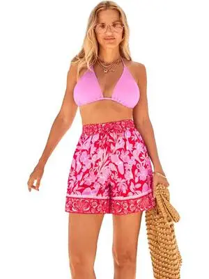 SWIMSUITS FOR ALL Tie-front Cover Up Shorts - Ruby Paradise