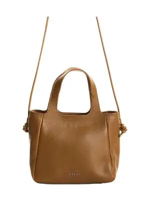 VELEZ Ailana Smooth Leather Crossbody Bag With Metal Hardware - Honey