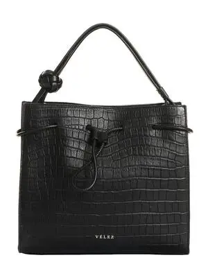 VELEZ Embossed Leather Bowling Bag - Black