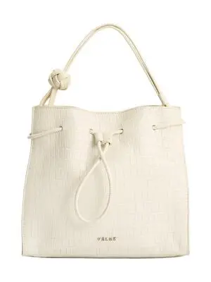 VELEZ Embossed Leather Bowling Bag - White