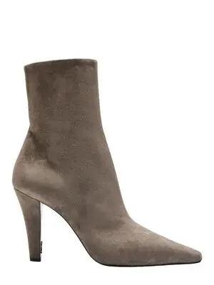Saint Laurent Jill 95 Suede Ankle Boots - Dark Grey