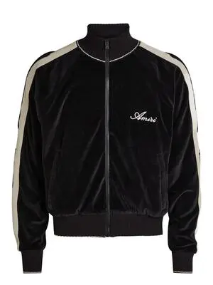 Amiri Bones Appliquéd Velour Track Jacket - Black