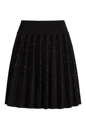 Balmain Sequin-embellished Stretch-knit Mini Skirt - Black And Silver