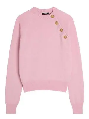 Balmain Embellished Wool And Cashmere-blend Jumper - Rose