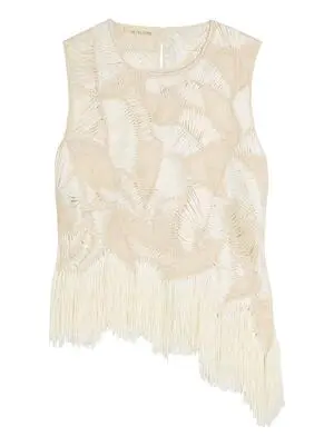 HEIRLOME Asymmetric Fringed Silk Top
