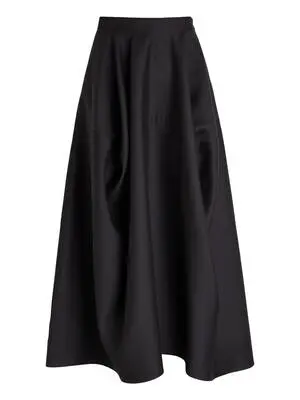 HEIRLOME Draped Wool-blend Midi Skirt - Black