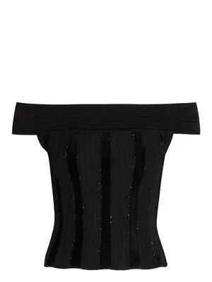 Balmain Sequin-embellished Stretch-knit Top - No Colour