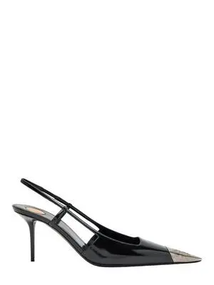 Saint Laurent Jeanne 75 Patent Leather Slingback Pumps - Black