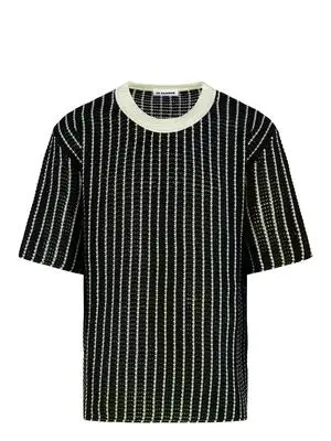 JIL SANDER Crochet Striped T-shirt - Black