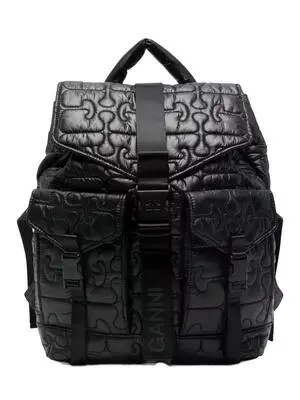 GANNI Quilted Buckle Backpack - Black