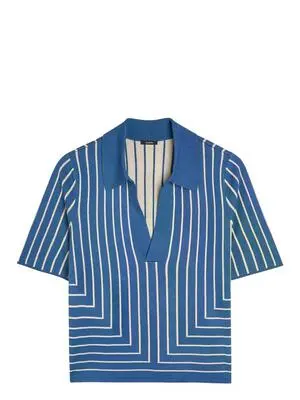 JOSEPH Geometric-pattern Polo Top - Blue