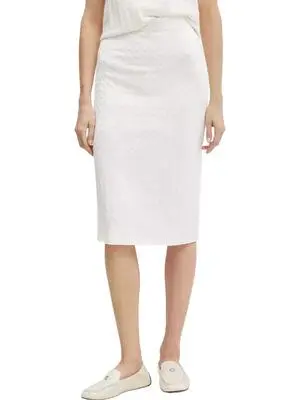 Armani Exchange Textured Knit Midi Skirt - White