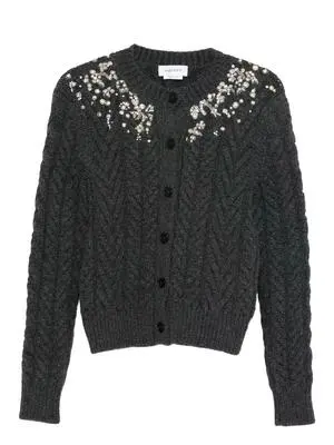 Alexander McQueen Cable-knit Cardigan With Crystal Embellishments - Grey