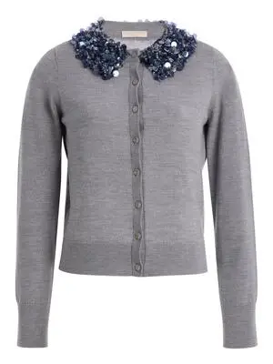Ulla Johnson Embellished Wool Cardigan - Grey