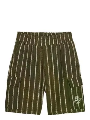 ONLY THE BLIND Wood Crochet Stripe Shorts - Green