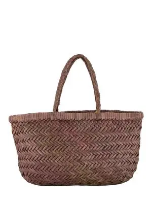 Dragon Diffusion Herringbone Weave Leather Tote - Brown