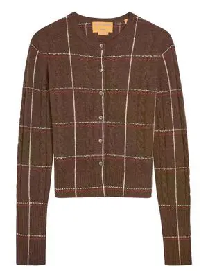 Guest In Residence Jane Cable-knit Checked Cardigan - Brown