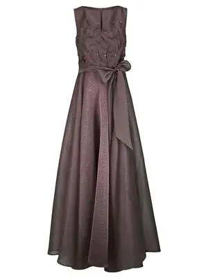 Talbot Runhof Embellished Tie Maxi Dress - Brown