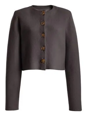 Brandon Maxwell The Ryder Cropped Virgin Wool Jacket - Light Grey