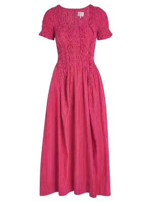 DAMSON MADDER Raphaela Striped Ruffled Dress Pink
