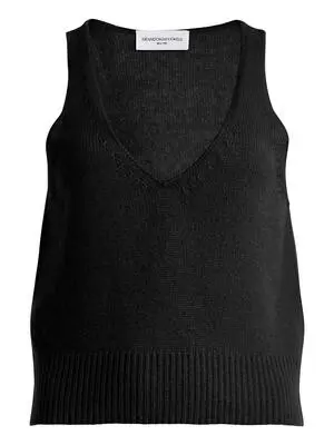 Brandon Maxwell Brandon Maxwell Reese V-Neck Cashmere-Silk Tank Top Black