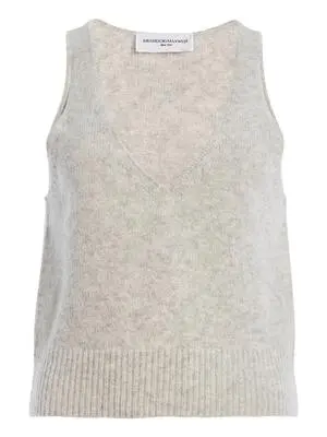 Brandon Maxwell Brandon Maxwell Reese V-Neck Cashmere-Silk Tank Top Neutral