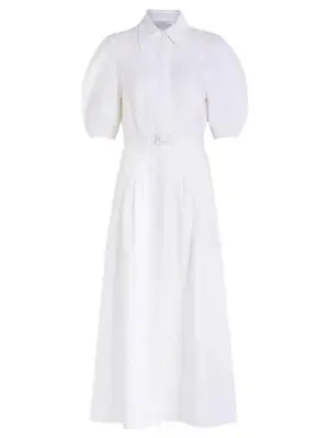Gabriela Hearst Maude Puff-sleeve Belted Dress - White