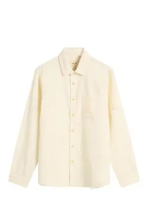 Folk Embroidery Direction Babycord Shirt - Ecru