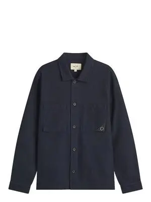 Folk Anniversary Patch Overshirt - Ash Navy Brushed Twill