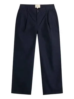 Folk Wide Fit Trousers - Ash Navy Brushed Twill