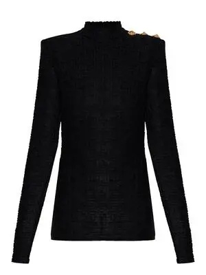Balmain Top With Decorative Buttons - Black