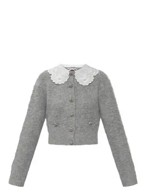SELF-PORTRAIT Cardigan With Detachable Collar - Grey