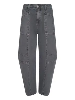 L'Agence Cody Cropped Barrel-leg Jean - Medium Grey