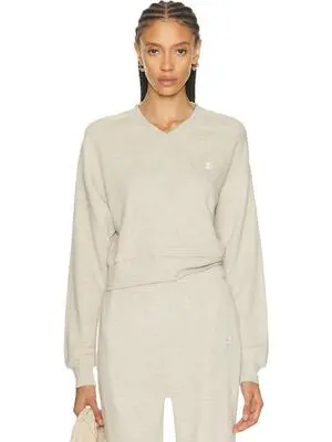 Eterne Cropped V-neck Sweatshirt - Heather Oatmeal