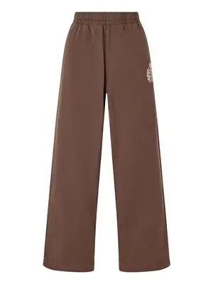 SPORTY & RICH Embroidered Cotton-jersey Track Pants - Brown